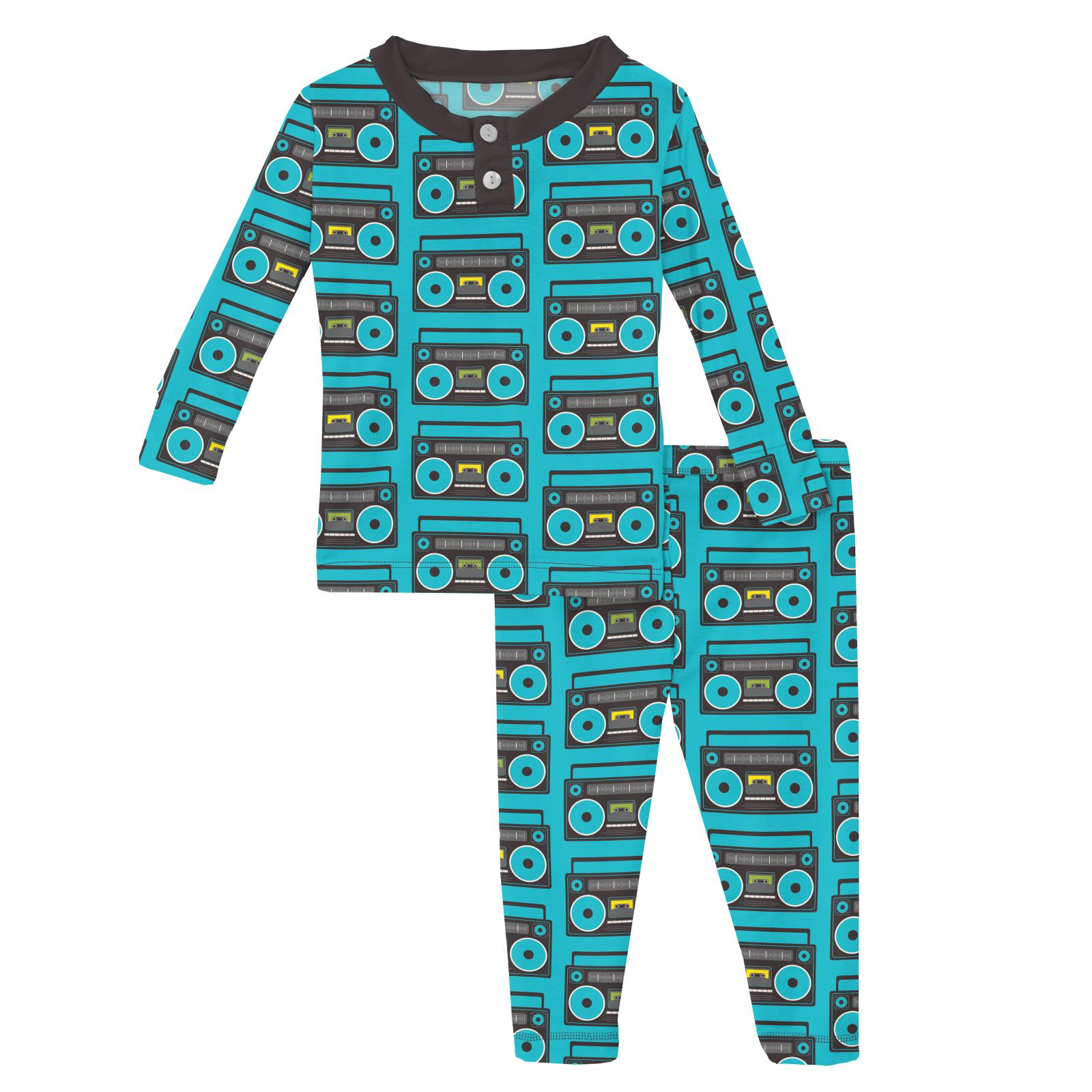 Confetti Boombox Print Long Sleeve Henley Pajama Set – Wiggles ...