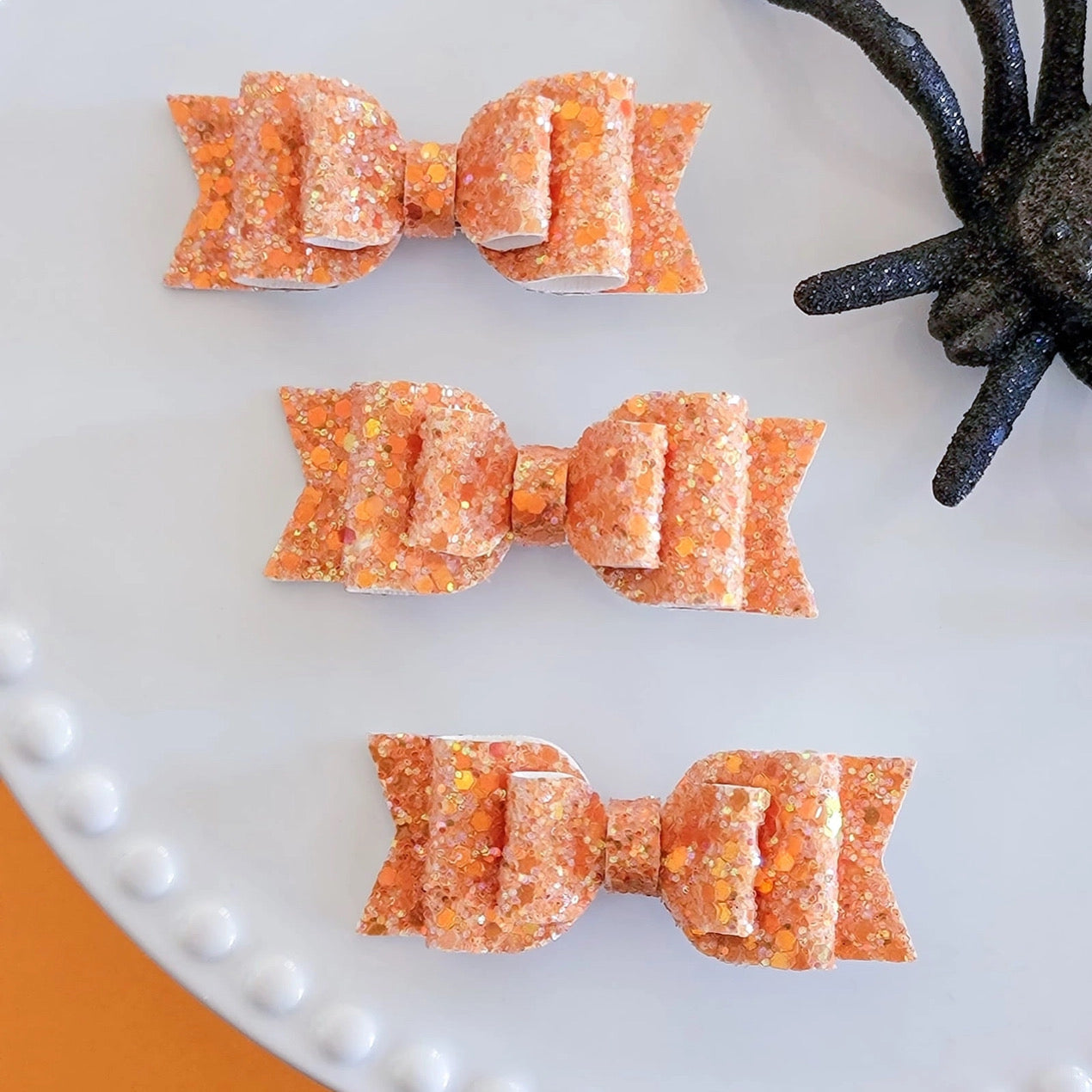 3" Blair Bow - Pumpkin Glitter – Wiggles & Giggles Stillwater