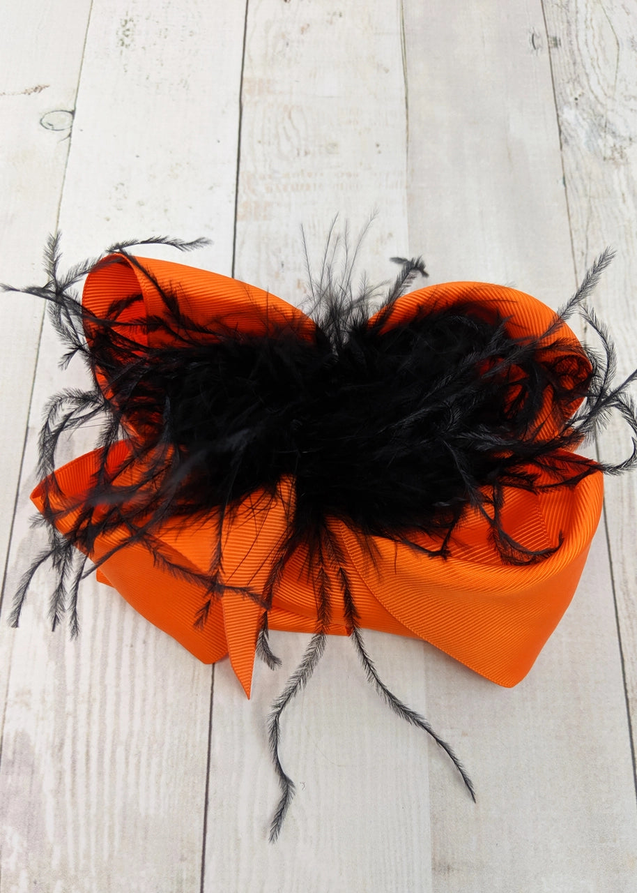 Orange & Black Ostrich Puff Texas Size Bow – Wiggles & Giggles Stillwater